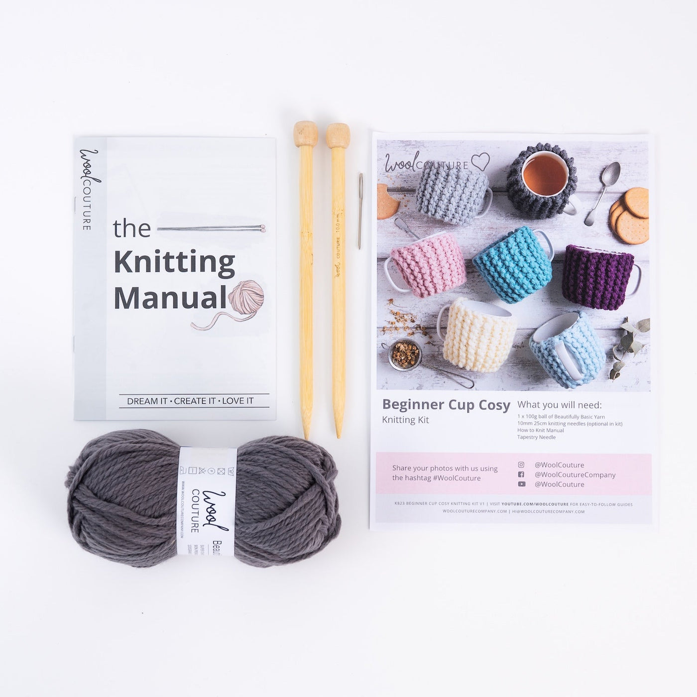Beginner Cup Cosy - Knitting Kit | Wool Couture