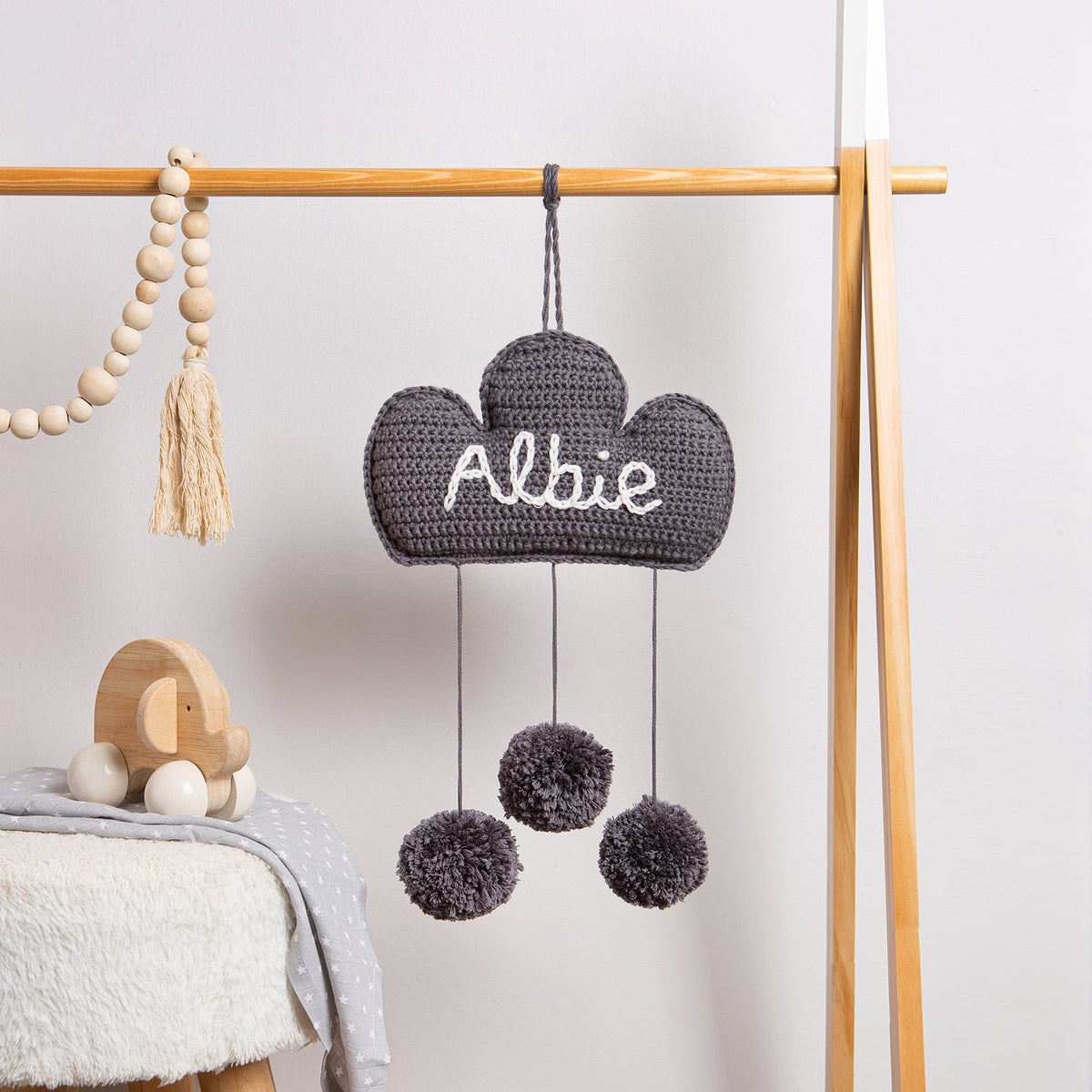 Cloud Wallhanging Crochet Kit - Granite & Natural Cream | Wool Couture
