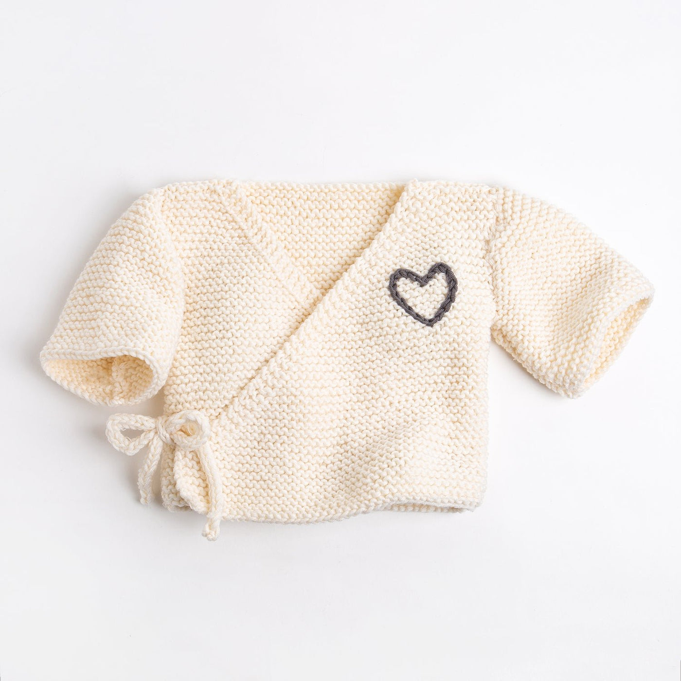 Embroidered Baby Ballet Cardigan Knitting Kit - Natural Cream & Granit ...
