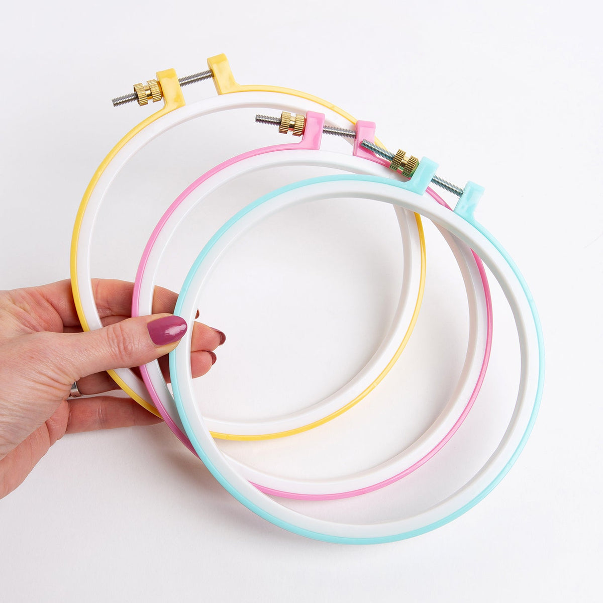 Embroidery Hoop 6 inch Lemon Pink and Blue | Wool Couture