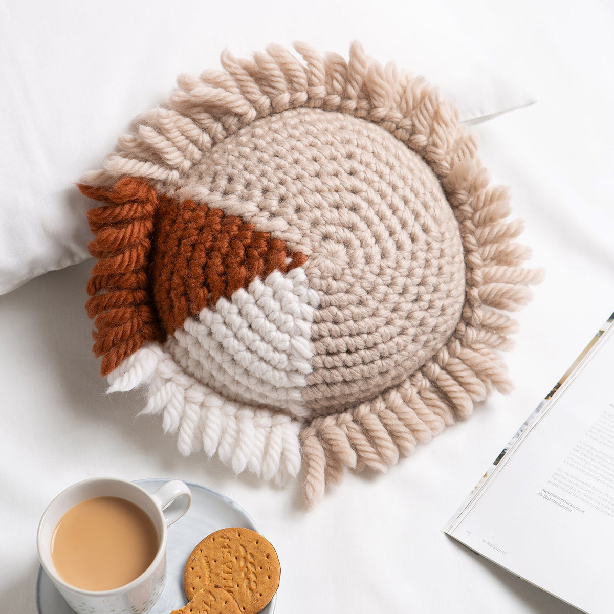 Fringed Round Cushion Cover Crochet Kit | Wool Couture