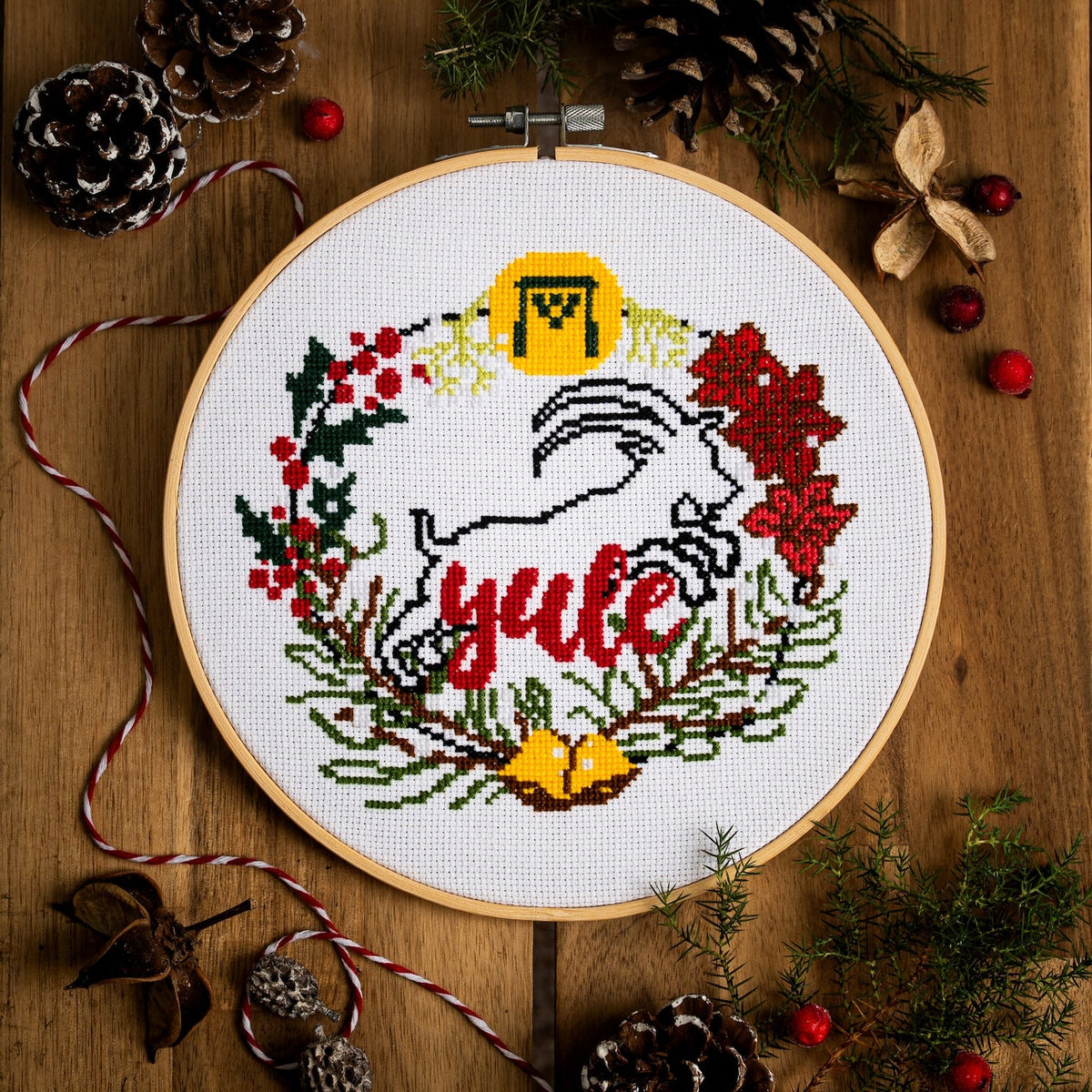 Yule Cross Stitch Kit | Beginner Cross Stitch Kit | Wool Couture