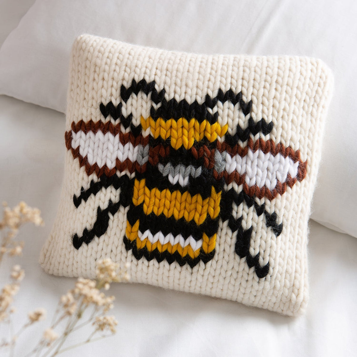 Bee Cushion Cover - Knitting Kit | Wool Couture