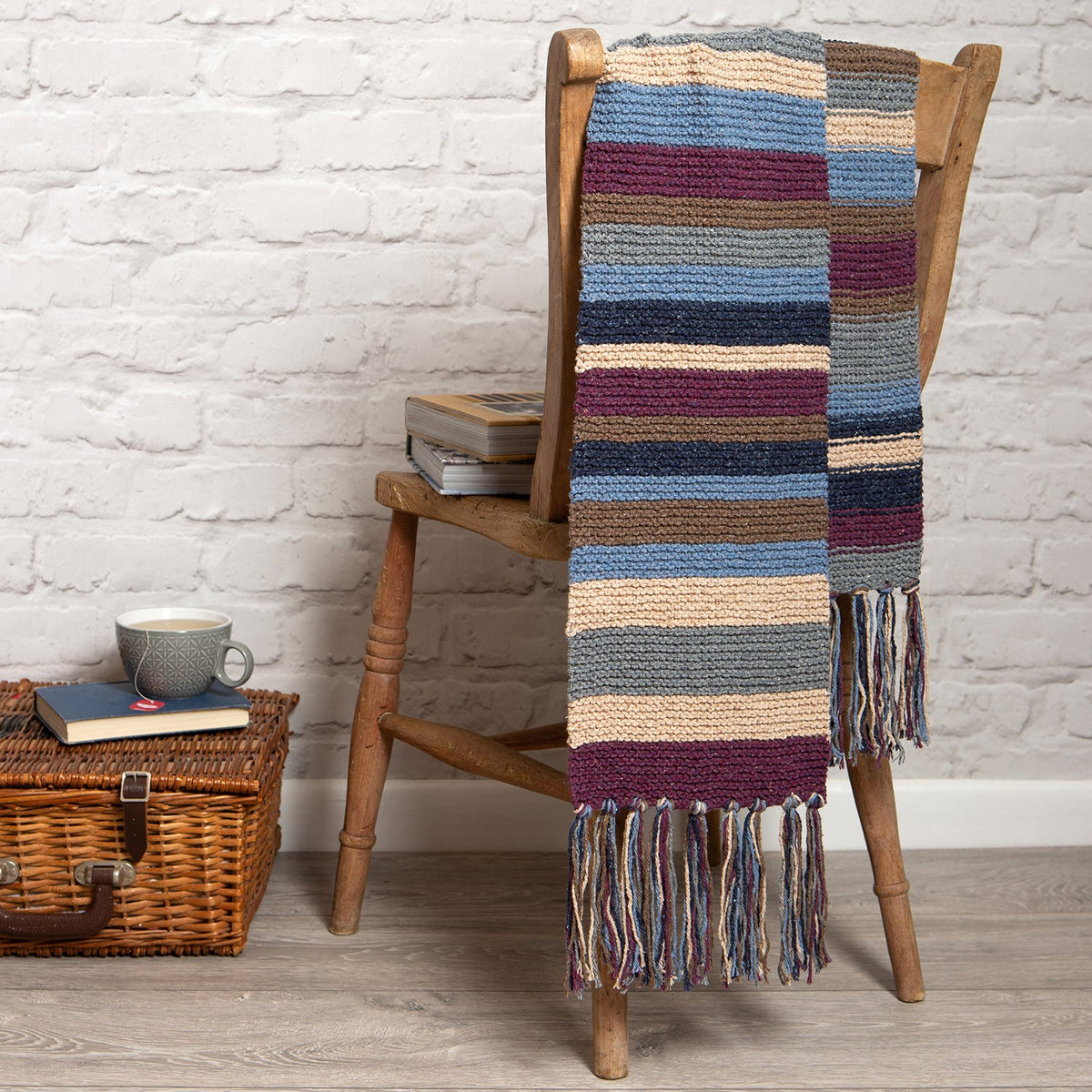 College Scarf Knitting Kit - Moody Blues | Wool Couture