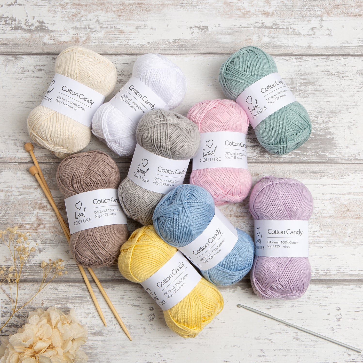 Cotton Candy Yarn 50g Ball | 100 % Cotton DK Yarn– Wool Couture