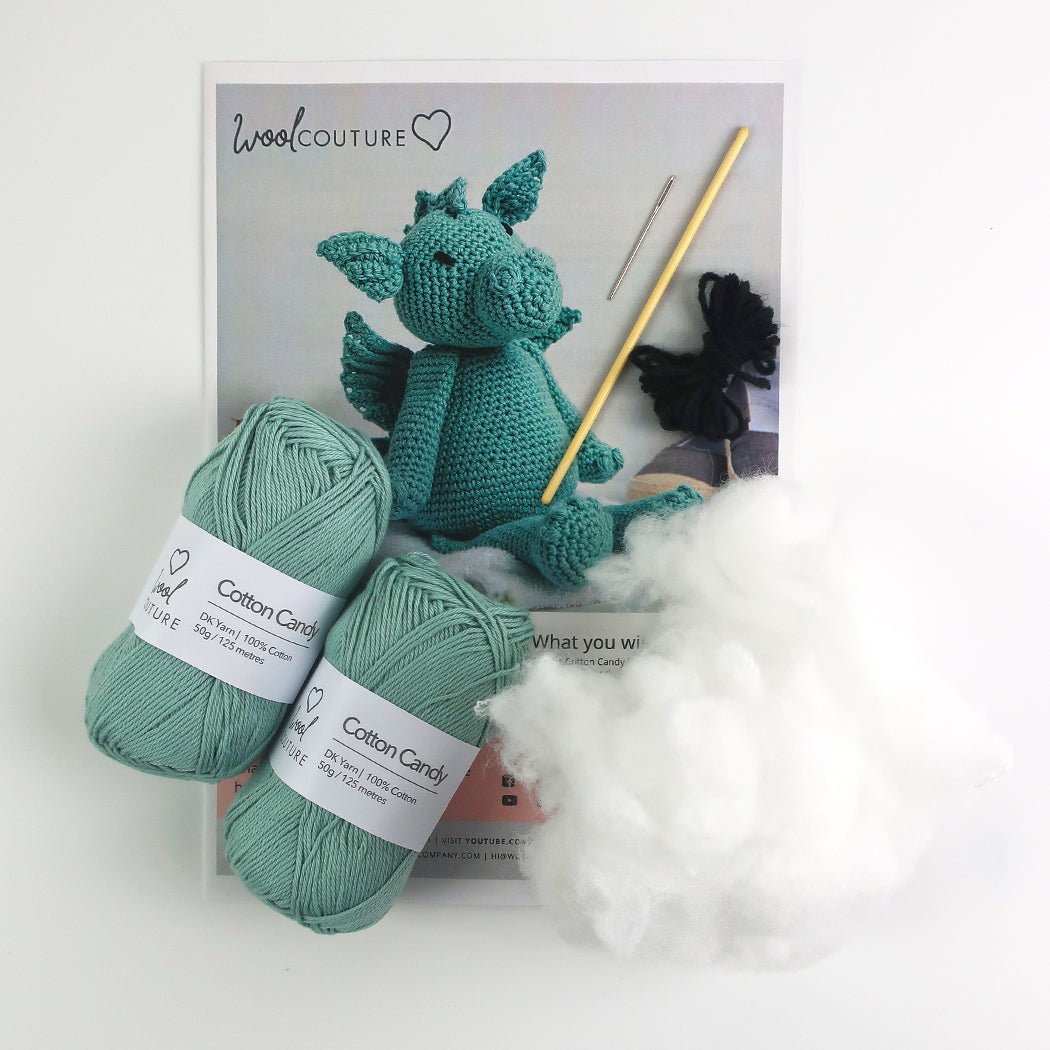 Dom The Dragon Crochet Kit - Cotton Collection– Wool Couture