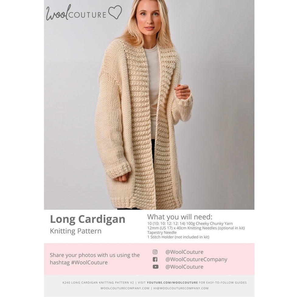 Long Cardigan Knitting PDF Pattern | Wool Couture