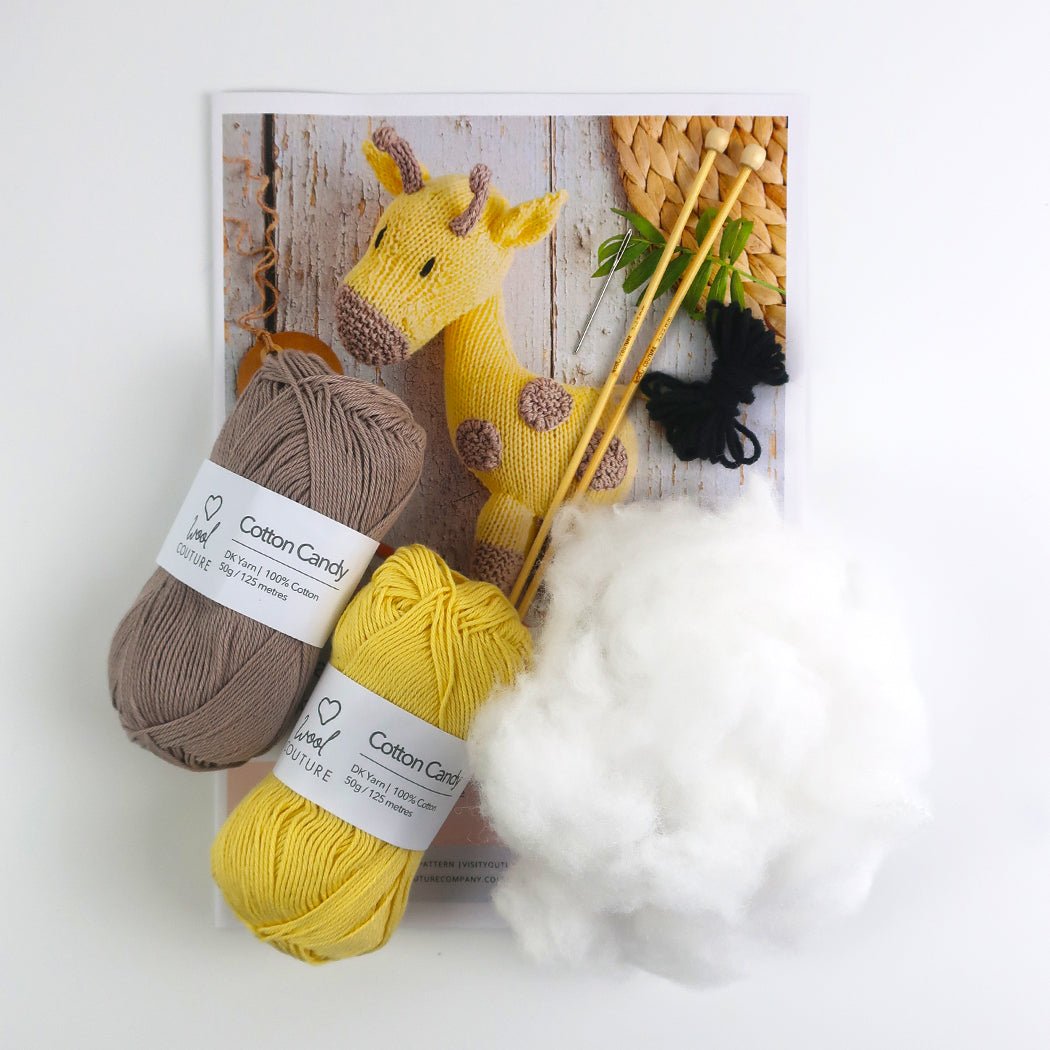 Lottie The Giraffe - Cotton Knitting Kit– Wool Couture