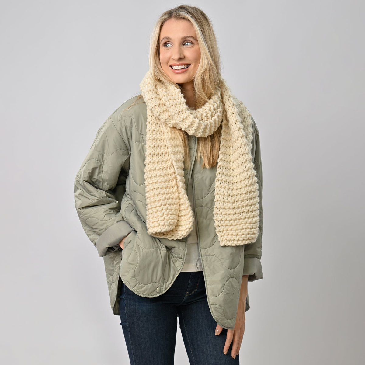 Scarf Knitting Kit - Linda Natural Cream | Wool Couture