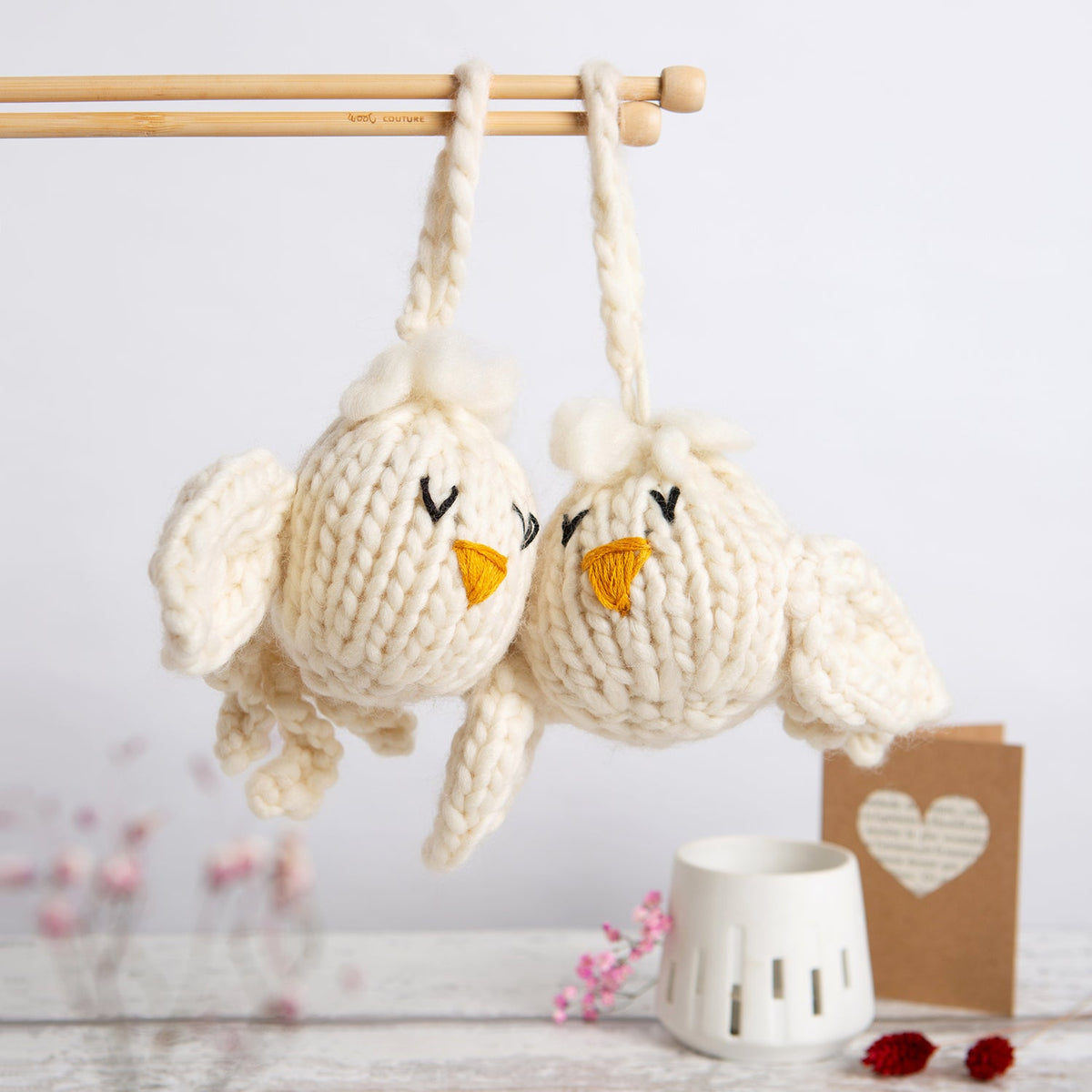 Two Little Doves Knitting Kit - Valentines | Wool Couture